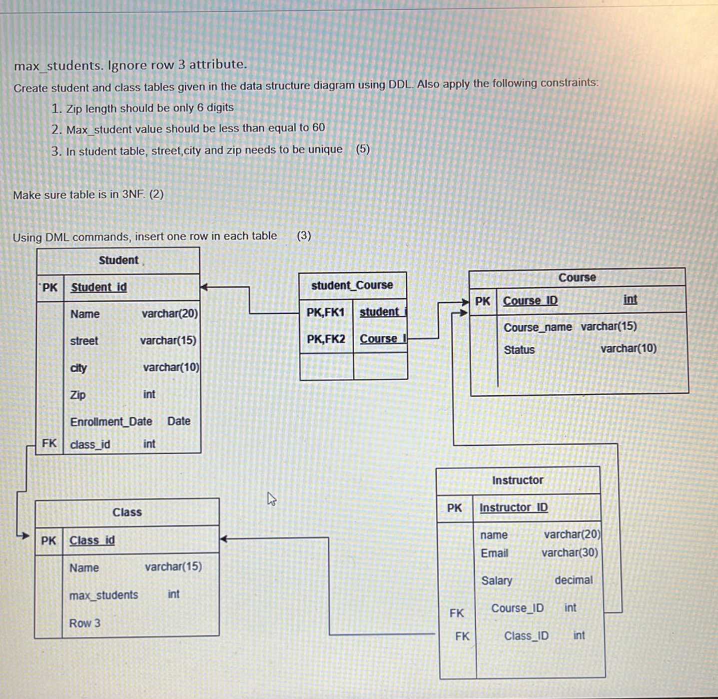 max_students. Ignore row 3 ﻿attribute.Create student | Chegg.com