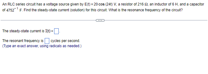 Solved An RLC series circuit has a voltage source given by | Chegg.com