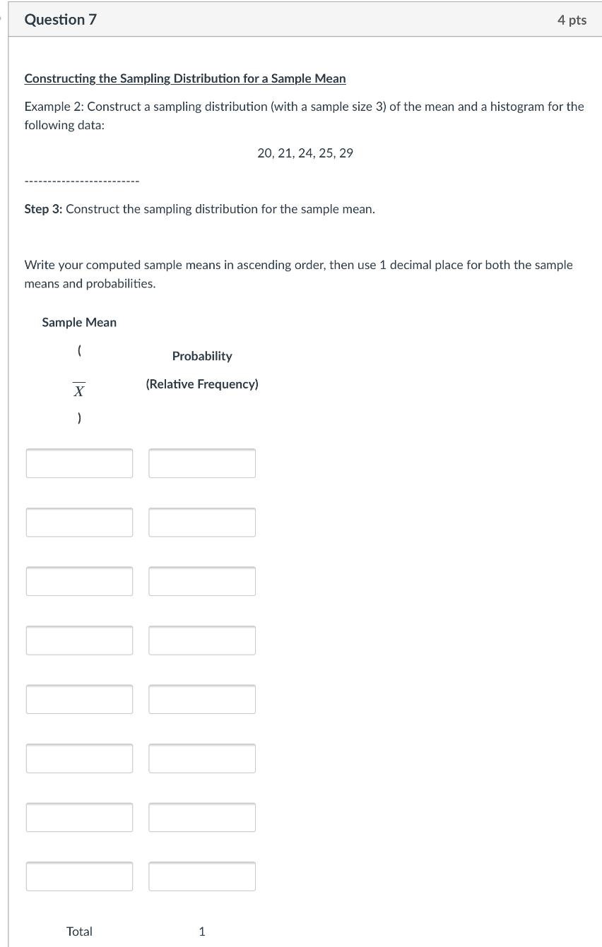 Solved Question 5 2 pts Constructing the Sampling | Chegg.com