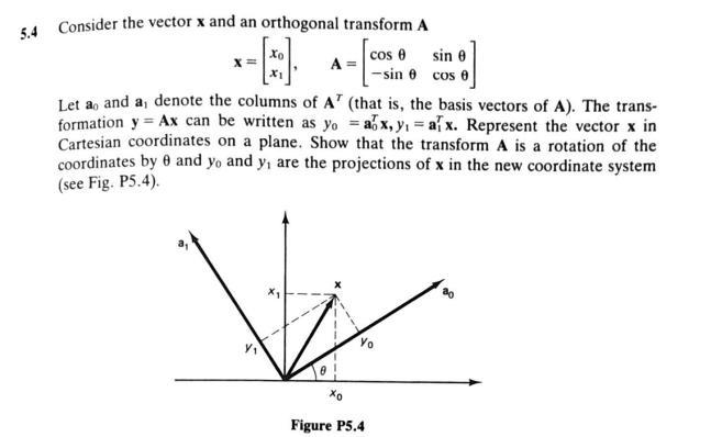 5.4 Consider the vector x and an orthogonal transform | Chegg.com