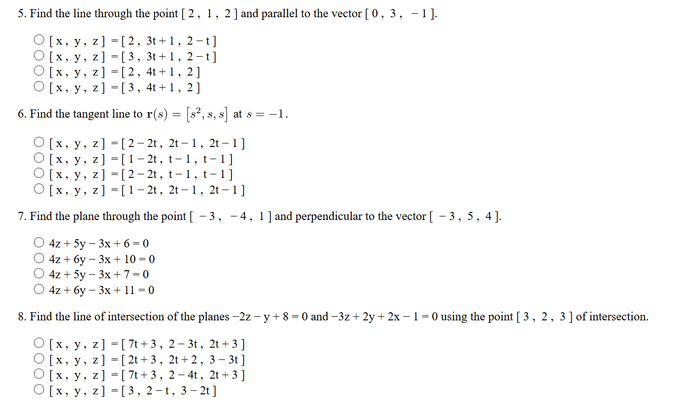 Solved 5. Find the line through the point [2, 1, 2 ] and | Chegg.com