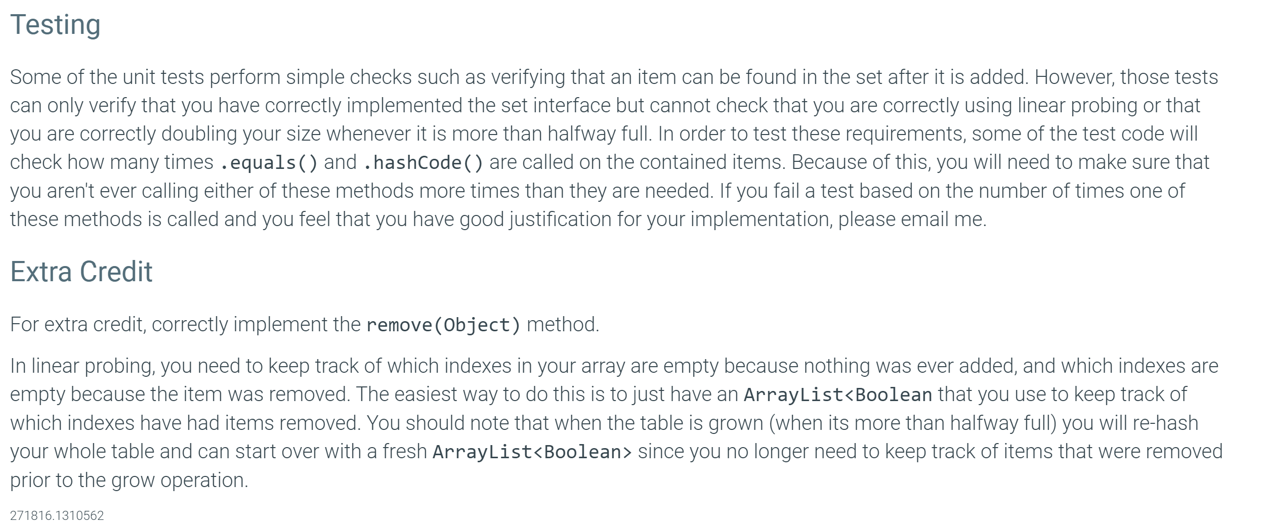 4.10 Hash Set Requirements Create an implementation | Chegg.com