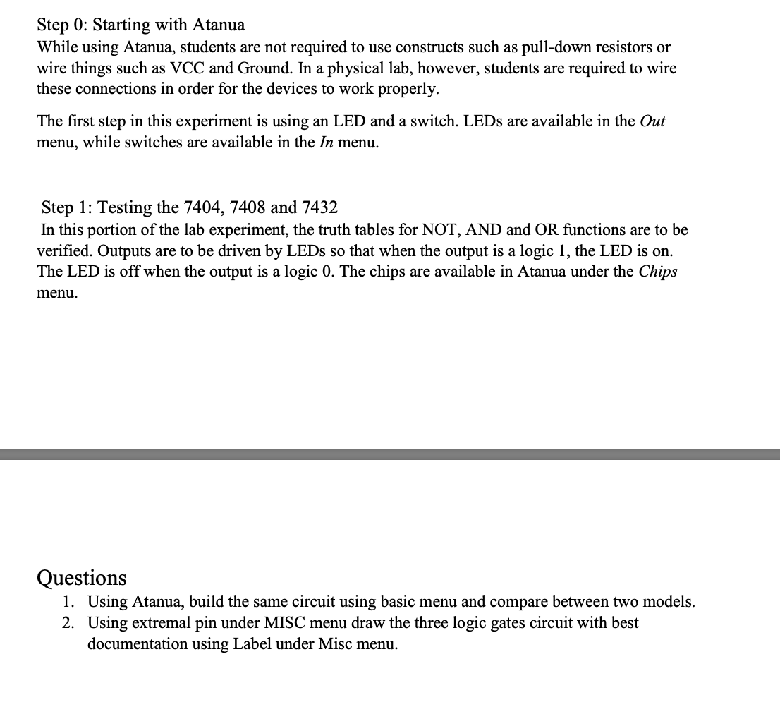 Solved The 7404, 7408 and 7432 Integrated Circuits In this | Chegg.com