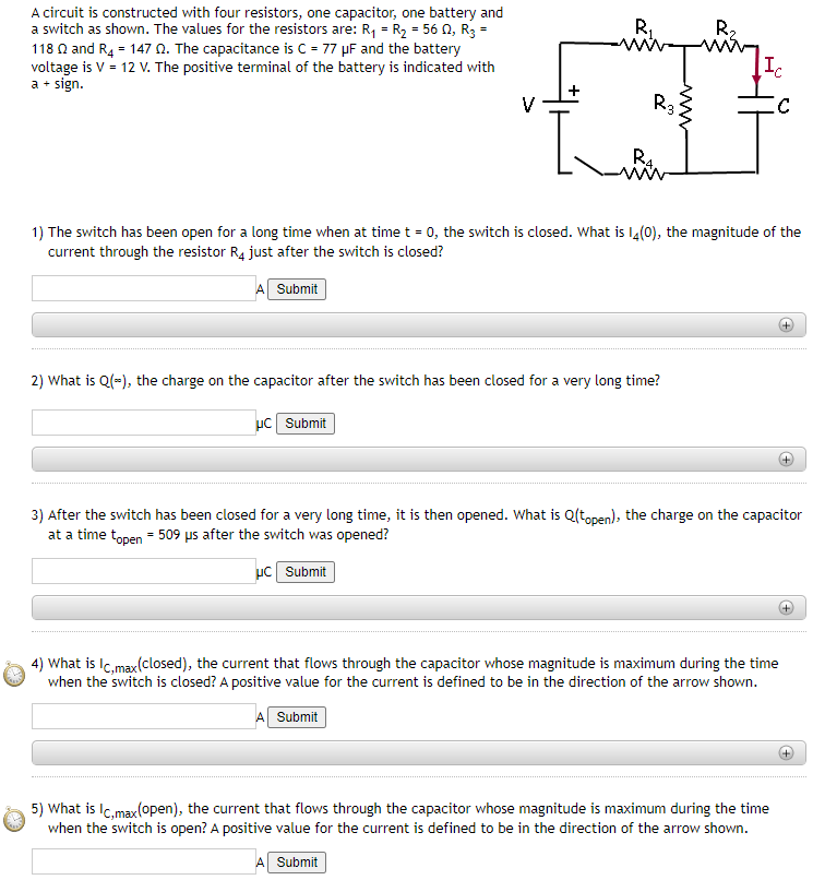 Solved A circuit is constructed with four resistors, one | Chegg.com