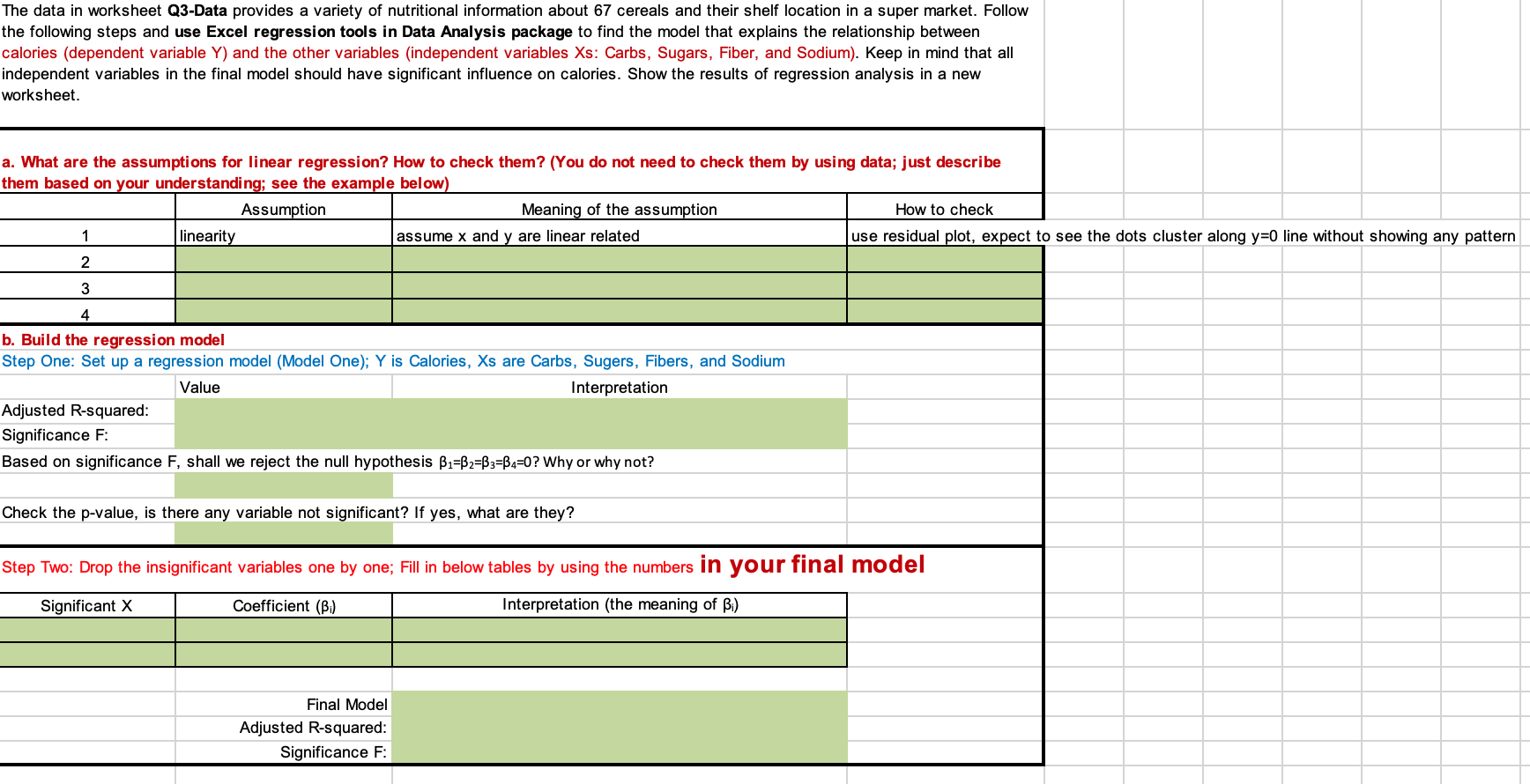 The data in worksheet Q3-Data provides a variety of | Chegg.com