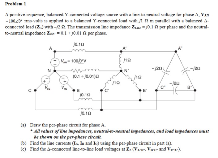 Solved Please make sure you Draw the per phase circuit and | Chegg.com