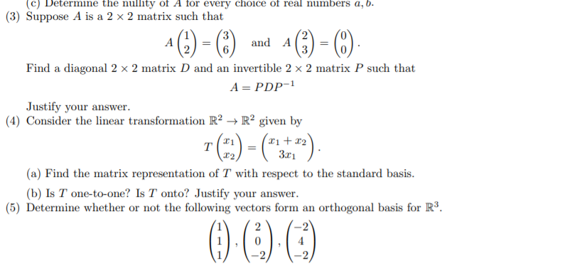 Solved (c) Determine the nullity of A for every choice of | Chegg.com