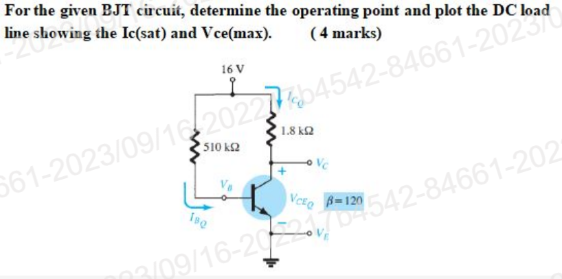 Solved For the given BJT circuit, determine the operating | Chegg.com