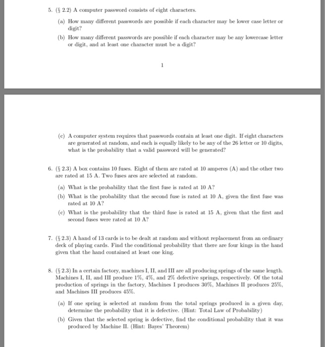 Solved 5. (S 2.2) A computer password consists of eight | Chegg.com