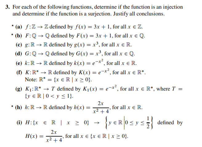 Solved 3. For each of the following functions, determine if | Chegg.com