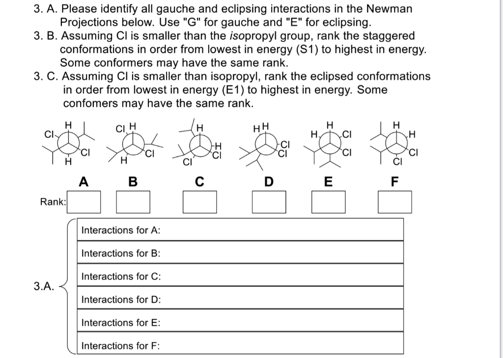 Solved 3. A. Please identify all gauche and eclipsing | Chegg.com