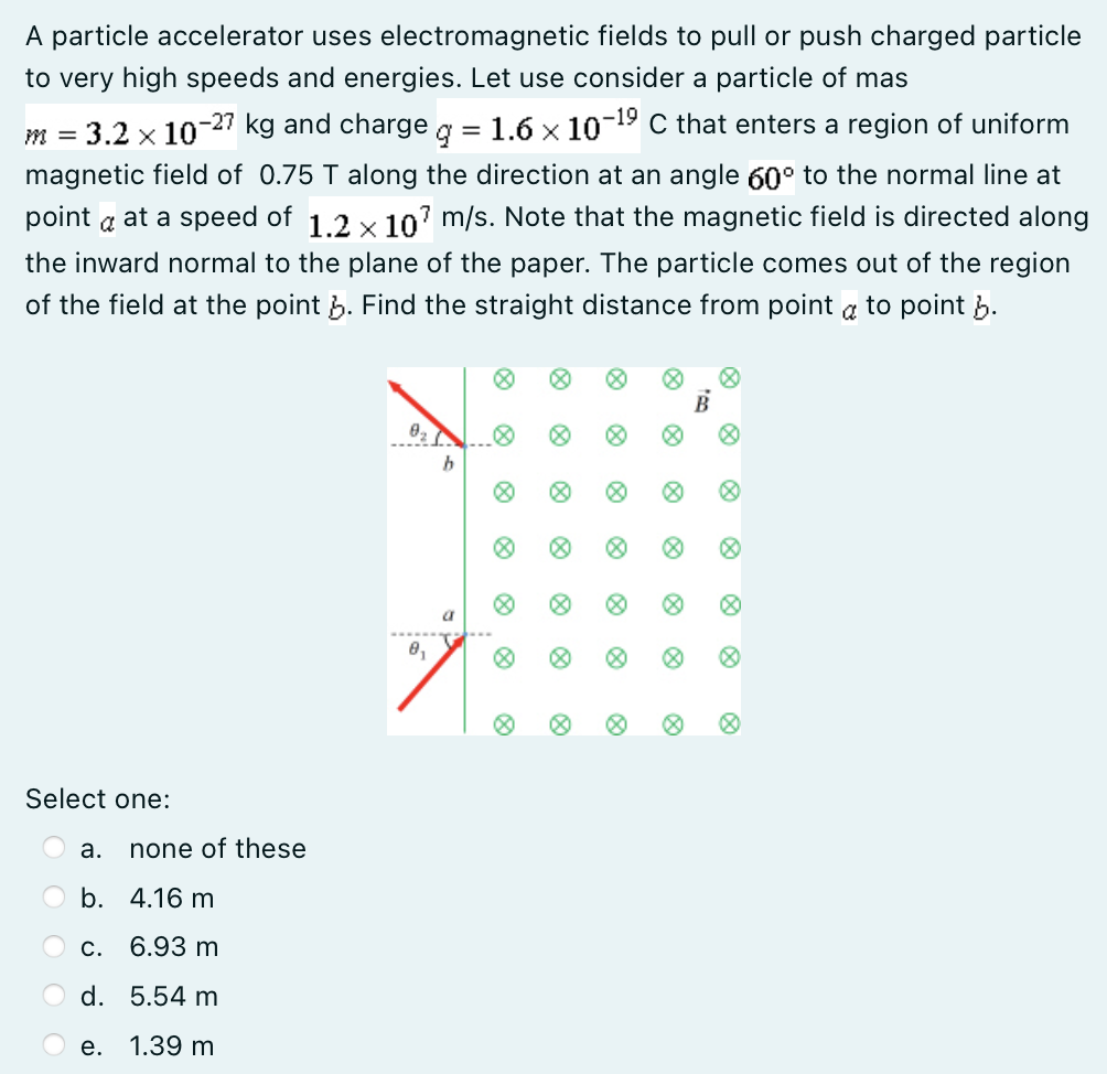 Solved = A particle accelerator uses electromagnetic fields | Chegg.com