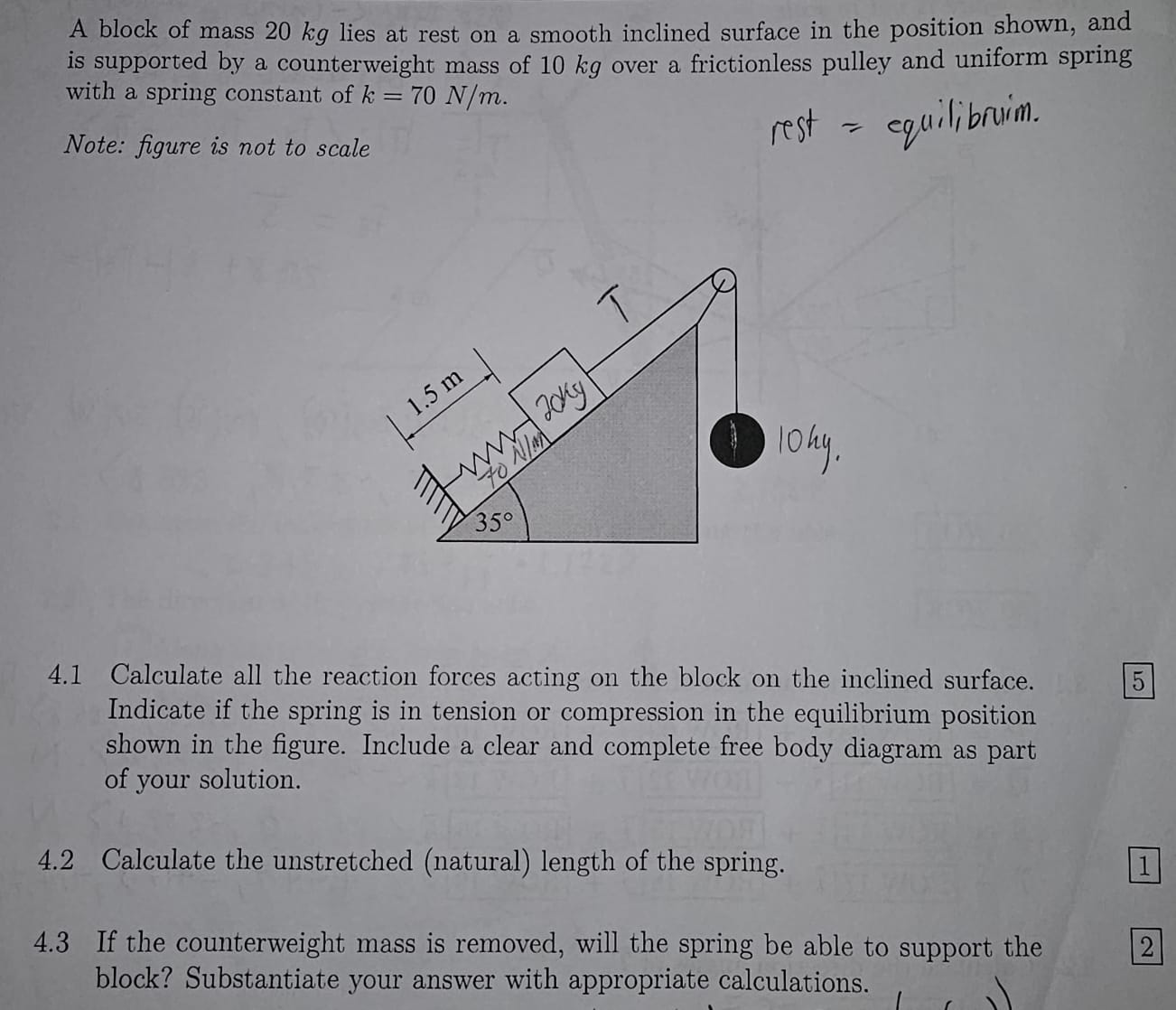 Solved A block of mass 20 kg lies at rest on a smooth | Chegg.com