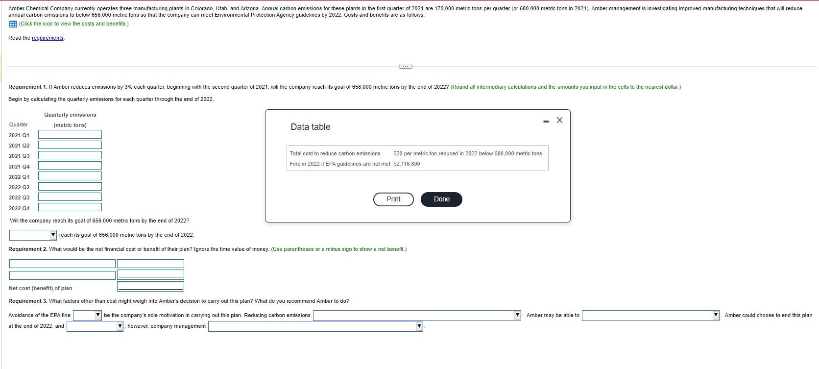 Solved Total cost to reduce carbon emissions $20 per metric | Chegg.com