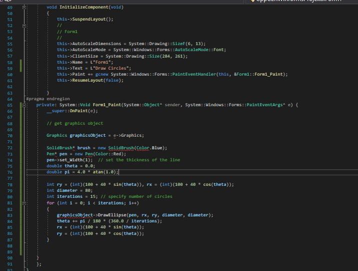 Solved Visual Studio C++ Winforms Code Paint Event Hander- | Chegg.com
