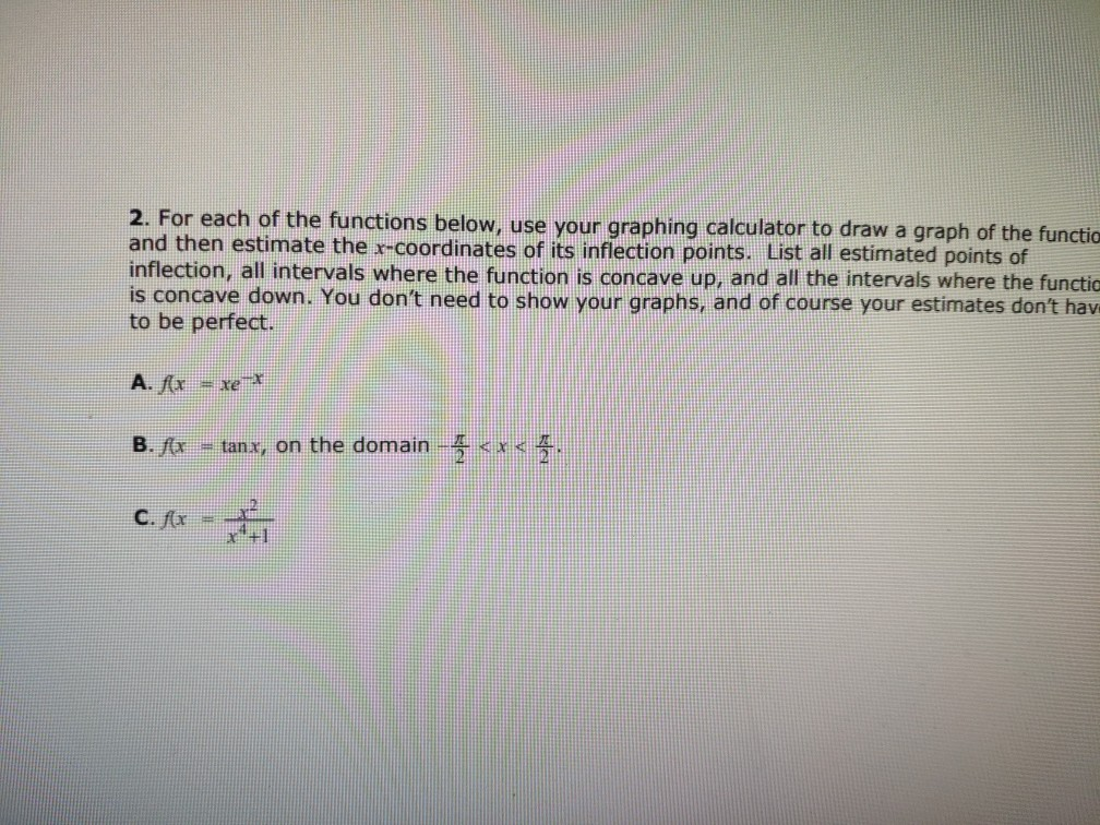 Solved 2. For each of the functions below, use your graphing | Chegg.com