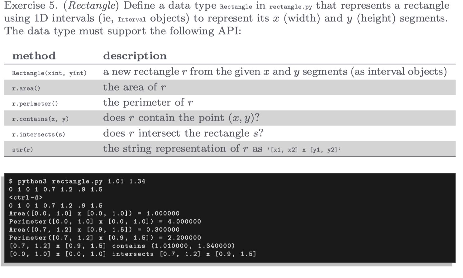 Solved Exercise 5. (Rectangle) Define a data type Rectangle | Chegg.com