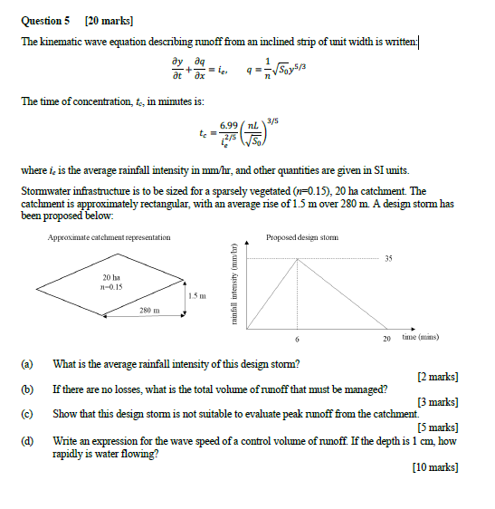 Question 5 [20 marks] The kinematic wave equation | Chegg.com