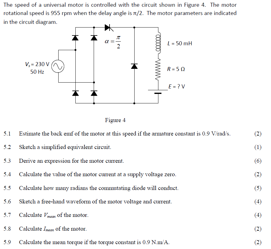 Solved The speed of a universal motor is controlled with the | Chegg.com