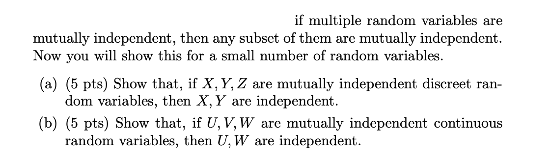 Solved if multiple random variables are mutually | Chegg.com