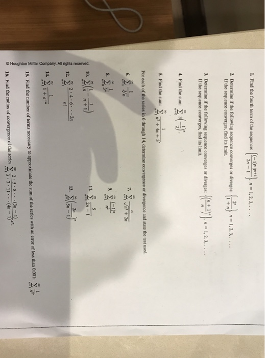 Solved Find the fourth term of the sequence: {(-1)^n | Chegg.com