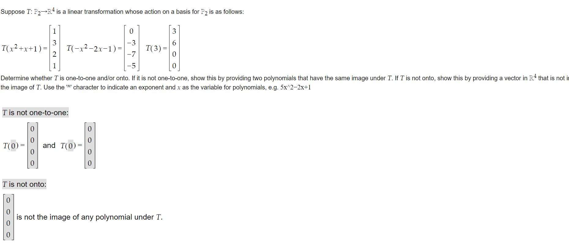 Solved Suppose T: P2-R4 is a linear transformation whose | Chegg.com