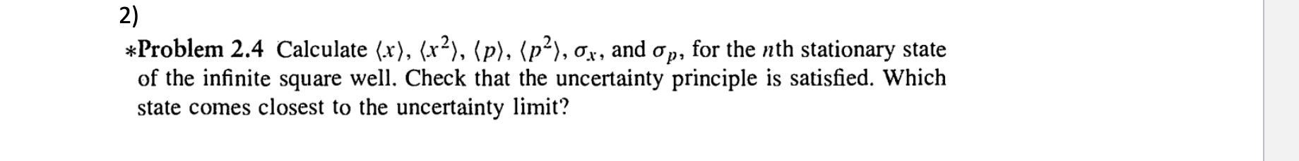 Solved 2) *Problem 2.4 Calculate (x), (rº), (p), (pº), Ox, | Chegg.com