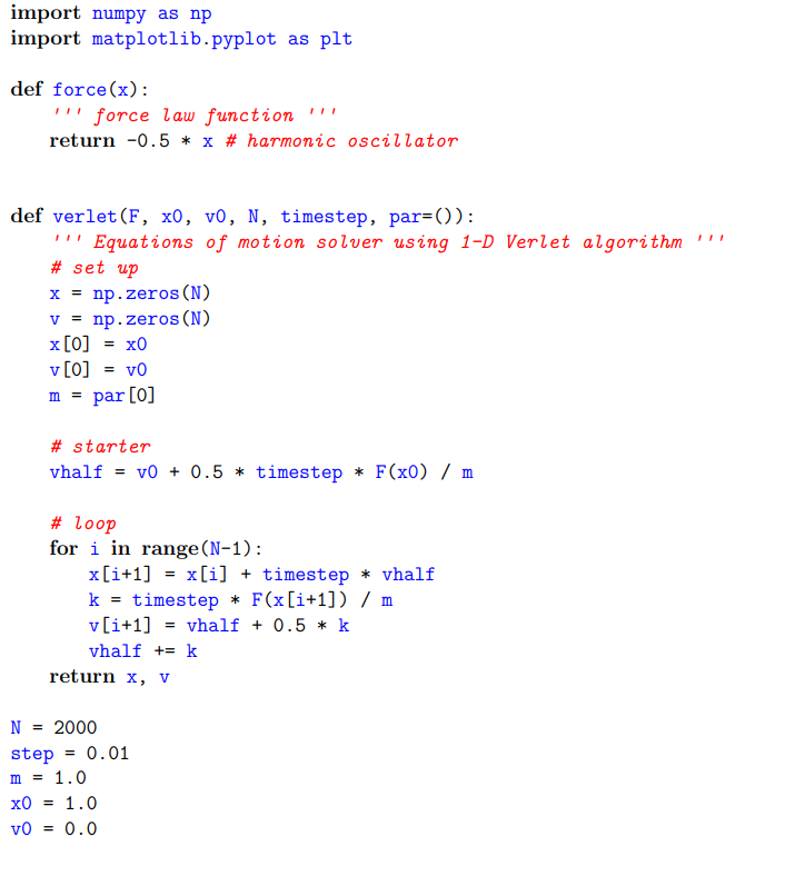 Solved Question 10 Use The Verlet Method See Script