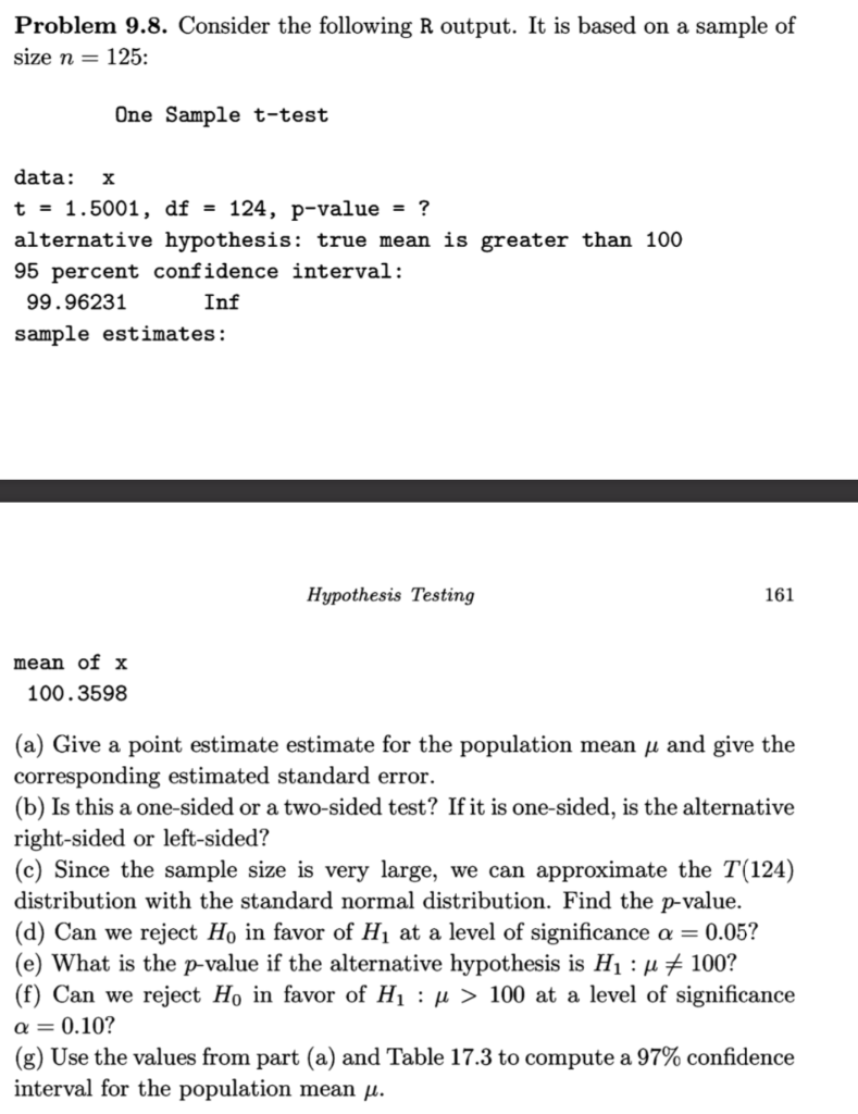 Solved Problem 9.8. Consider the following R output. It is | Chegg.com
