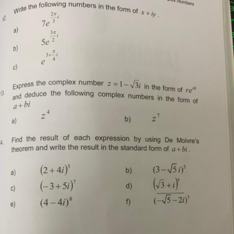 Solved umbers Write the following numbers in the form of x + | Chegg.com