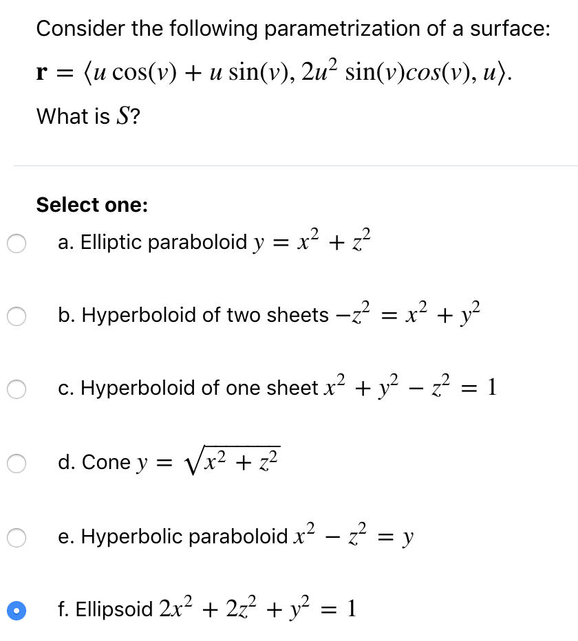 Solved Consider the following parametrization of a | Chegg.com
