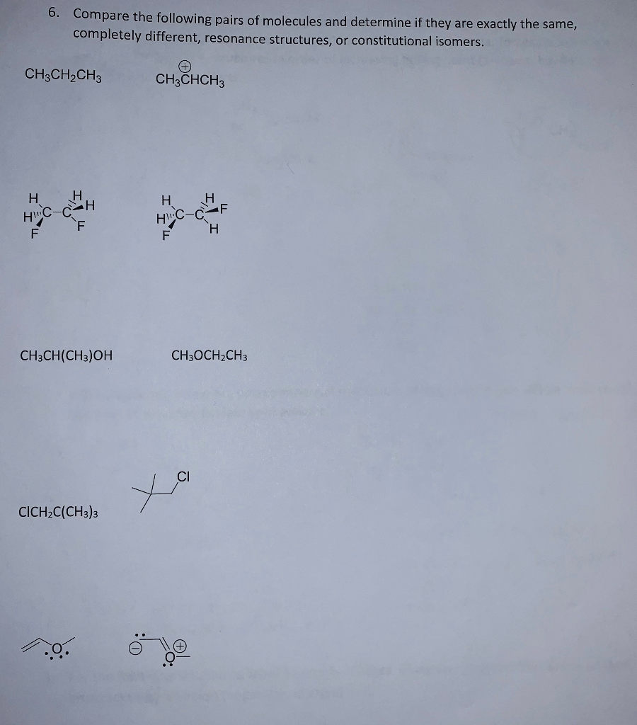 Solved 6. Compare the following pairs of molecules and | Chegg.com