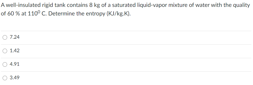 Solved A well-insulated rigid tank contains 8 kg of a | Chegg.com
