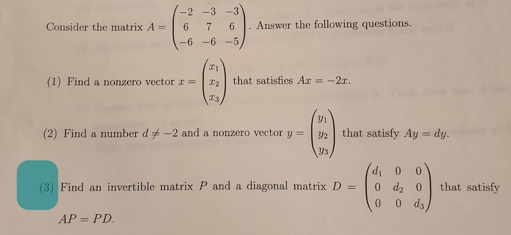 Solved Consider The Matrix A 2 3 3 6 7 6 6 6 5 Answer Chegg