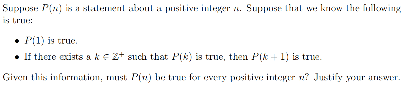 Solved Suppose P(n) is a statement about a positive integer | Chegg.com