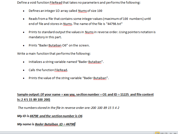 Solved Define a void function FileRead that takes no | Chegg.com