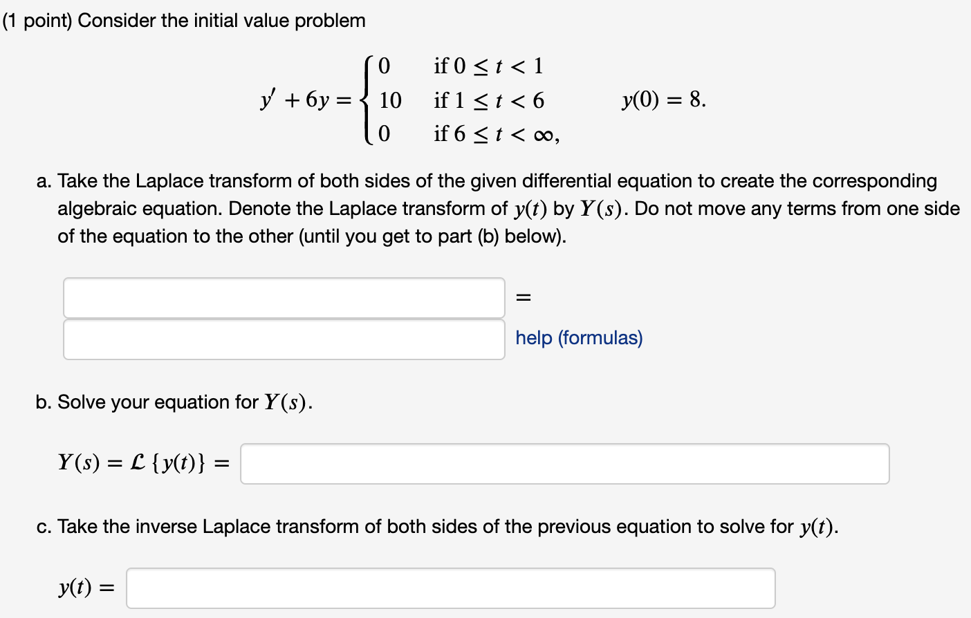 Solved (1 point) Consider the initial value problem | Chegg.com