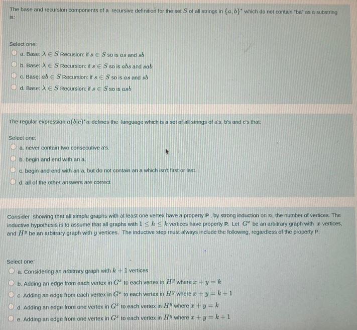 Solved The base and recursion components of a recursive | Chegg.com