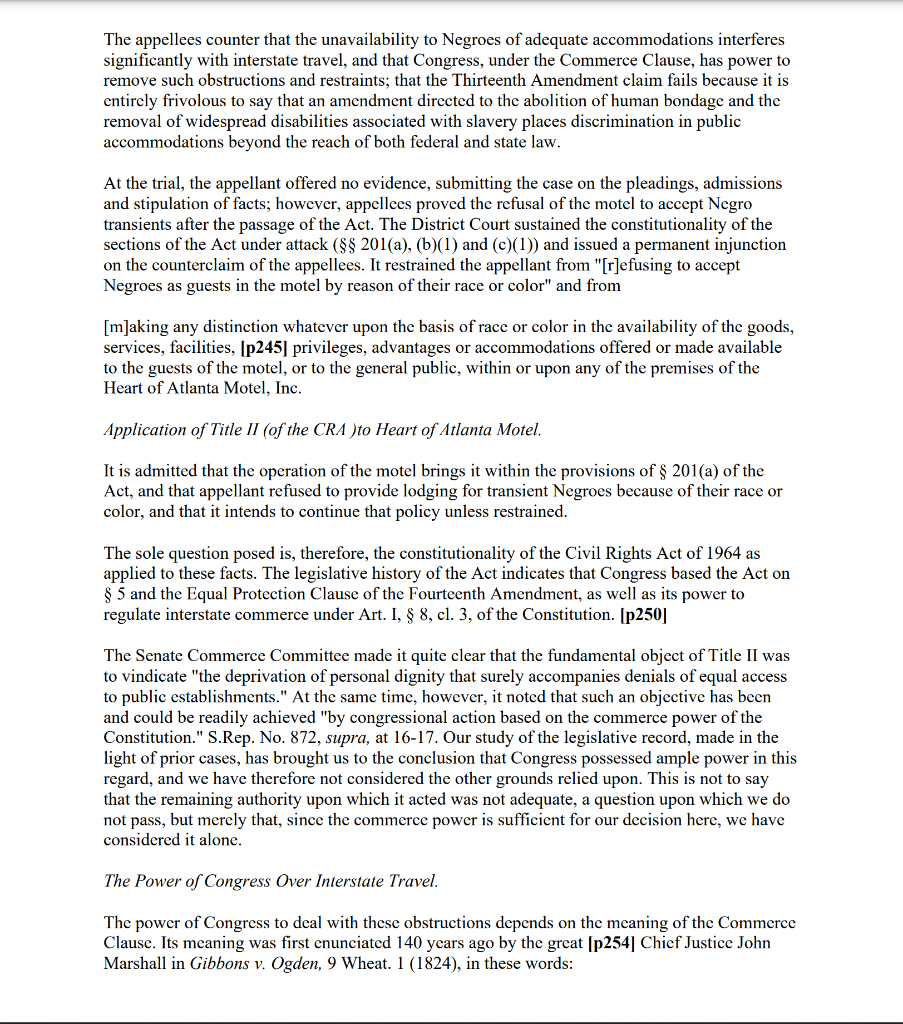 Solved Case Briefing: The Commerce Clause of the | Chegg.com