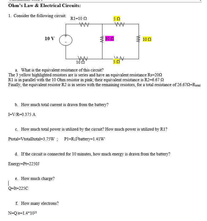 Solved Ohm's Law & Electrical Circuits: 1. Consider the | Chegg.com