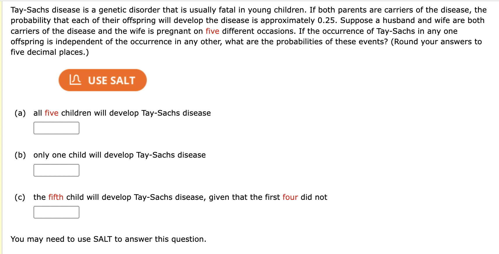 Solved Tay-Sachs disease is a genetic disorder that is | Chegg.com