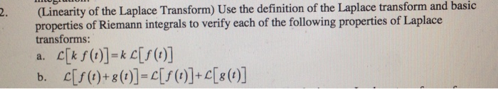 Solved (Linearity of the Laplace Transform) Use the | Chegg.com