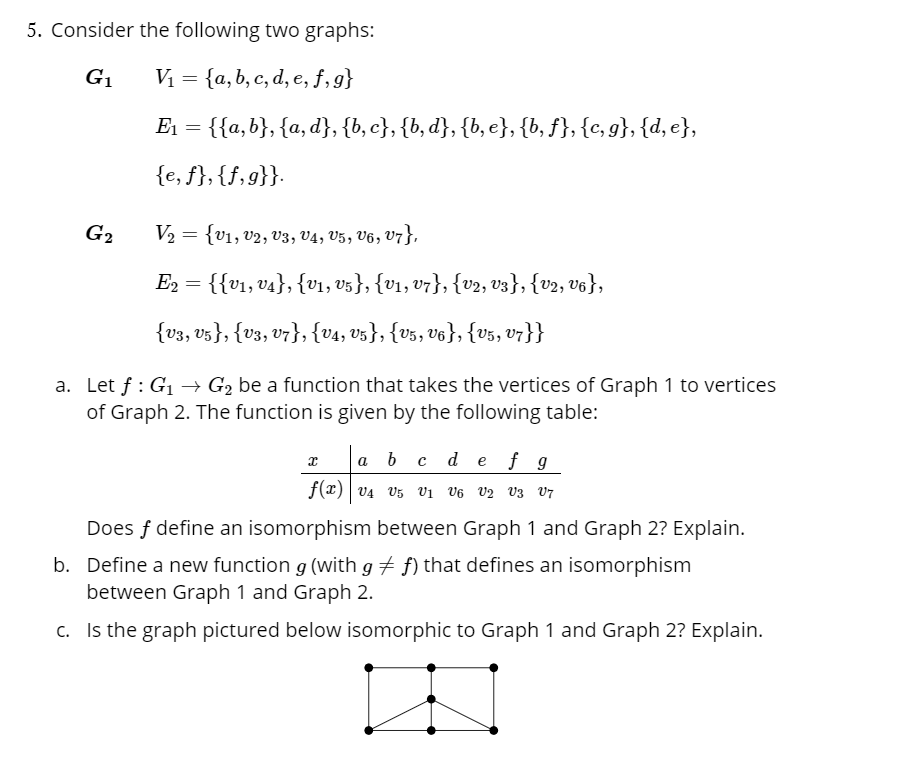Solved 5. Consider the following two graphs: Vi-(a, b,c,d,e, | Chegg.com
