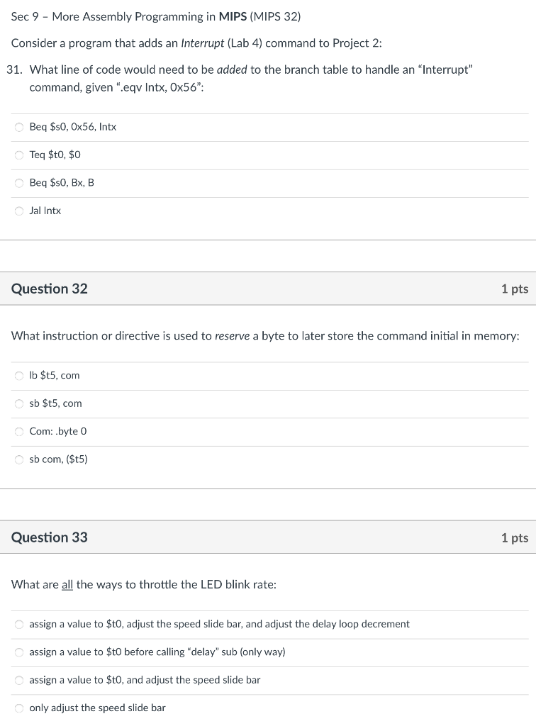 Solved Sec 9 - More Assembly Programming in MIPS (MIPS 32) | Chegg.com