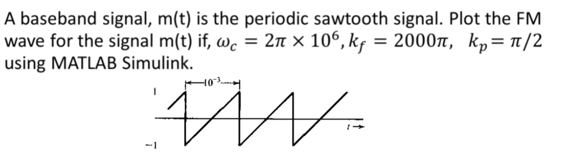 Solved A baseband signal, m(t) is the periodic sawtooth | Chegg.com