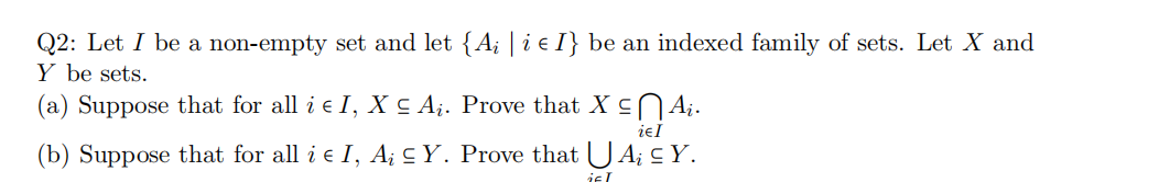 Solved Q2: Let I be a non-empty set and let {Ai∣i∈I} be an | Chegg.com