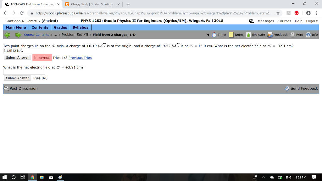 Solved 2 LON-CAPA Field from 2 charges,C Chegg Study Guided | Chegg.com