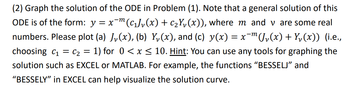 Solved (2) Graph the solution of the ODE in Problem (1). | Chegg.com