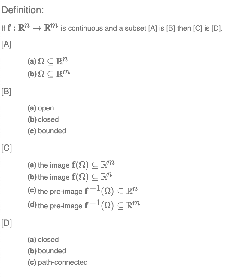 Solved efinition: :Rn→Rm is continuous and a subset [A] is | Chegg.com
