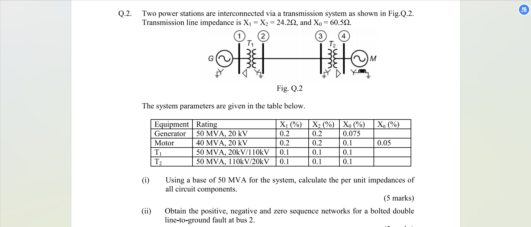 Solved .2. Two power stations are interconnected via a | Chegg.com